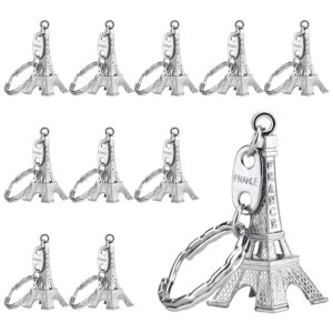 outus 15 pieces eiffel tower keyring retro adornment french souvenirs keychains, silver