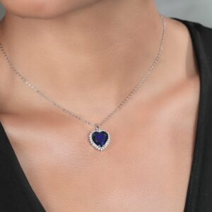 Gem Stone King 925 Sterling Silver Heart Necklace | Love Halo Pendant Necklace for Women | 1/2 Inch | with Complimentary 18 Inch Silver Chain