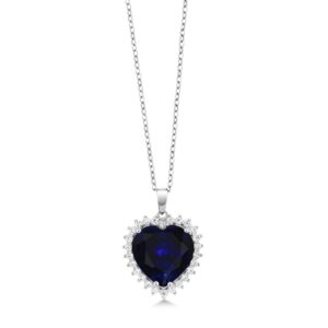 Gem Stone King 925 Sterling Silver Heart Necklace | Love Halo Pendant Necklace for Women | 1/2 Inch | with Complimentary 18 Inch Silver Chain