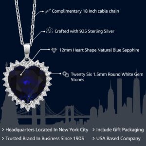 Gem Stone King 925 Sterling Silver Heart Necklace | Love Halo Pendant Necklace for Women | 1/2 Inch | with Complimentary 18 Inch Silver Chain