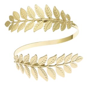 rechicgu gold tone greek roman laurel christmas tree leaf bracelet armband upper arm cuff armlet festival bridal