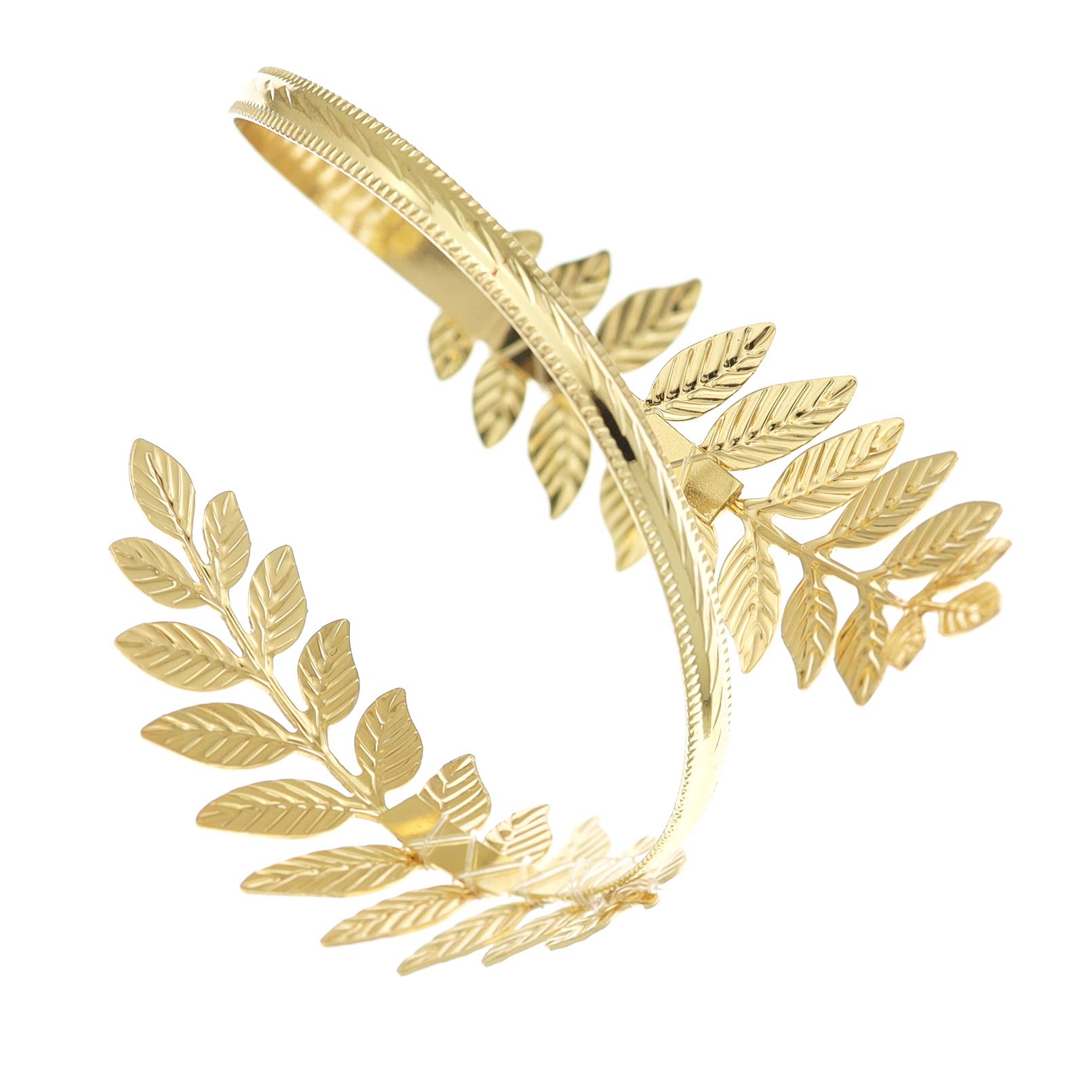 RechicGu Gold Tone Greek Roman Laurel Christmas Tree Leaf Bracelet Armband Upper Arm Cuff Armlet Festival Bridal