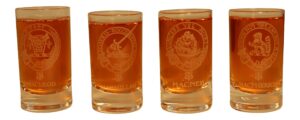 collins glencairn clan crest crystal dram tot glass - macleod macmillan macneil macpherson