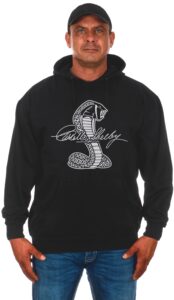 jh design group men's shelby cobra snake pullover hoodie black sweatshirt (x-large, gen4-black)