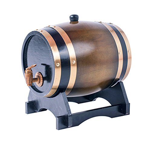 5L Whiskey Barrel Dispenser Oak Aging Barrels Home Whiskey Barrel Decanter for Wine, Spirits, Beer, and Liquor (Brown)