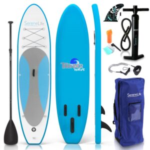 serenelife stand up paddle board inflatable - non-slip sup paddle board paddle, pump, leash, and accessories - fun water inflatable paddle board for adults and youth with wide stable design