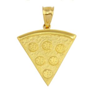 textured 10k yellow gold slice of pizza pie charm pendant