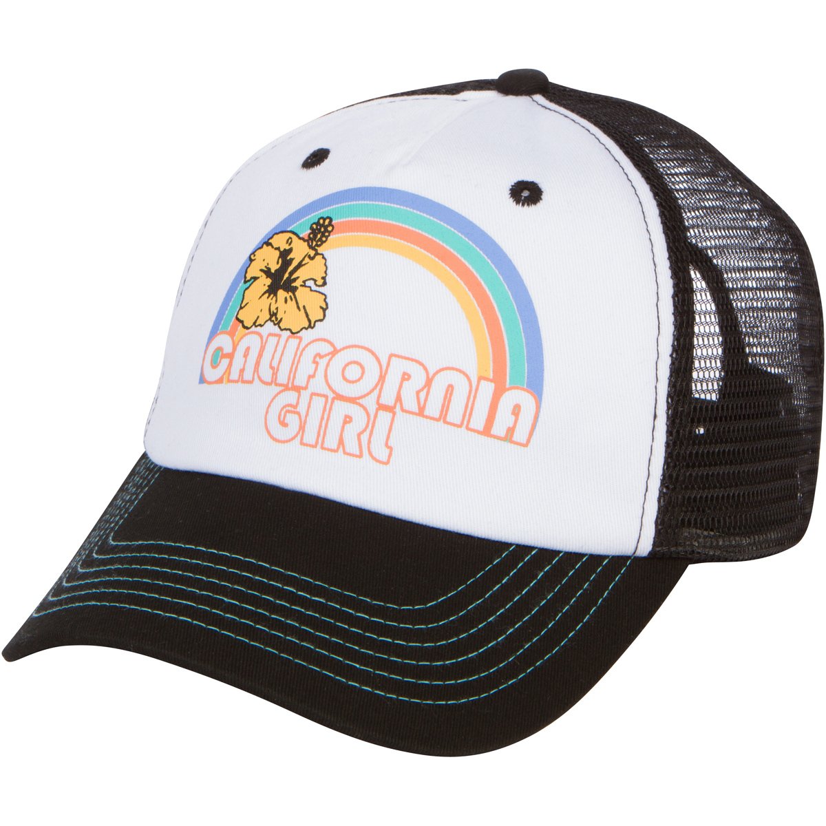 Dolphin Shirt Co California Girl Trucker Snapback Hat - Black/White