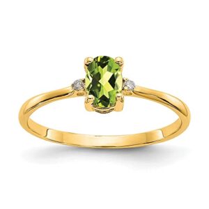 icecarats 10k yellow gold diamond green peridot ring gemstone band april august birthstone jewelry size 6