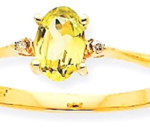 IceCarats 10K Yellow Gold Diamond Green Peridot Ring Gemstone Band April August Birthstone Jewelry Size 6