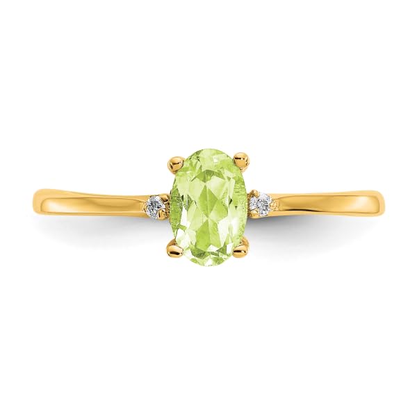 IceCarats 10K Yellow Gold Diamond Green Peridot Ring Gemstone Band April August Birthstone Jewelry Size 6