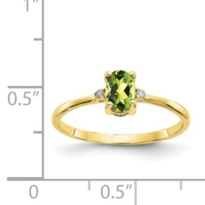 IceCarats 10K Yellow Gold Diamond Green Peridot Ring Gemstone Band April August Birthstone Jewelry Size 6