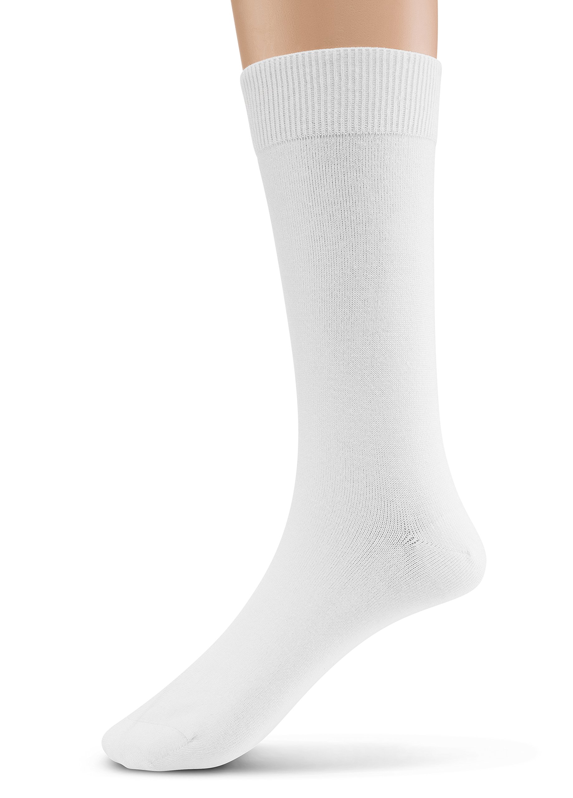 Silky Toes Lenzing™ Modal ModalModal Mens Knee High Socks 2 or 4 Pk, Long Over the Calf Dress or Work Socks (White - 2 Pairs, numeric_10)