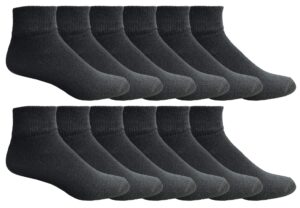 socks'nbulk 12 pairs men's ankle socks, athletic sports running socks, quarter length (black)