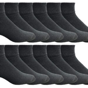 SOCKS'NBULK 12 Pairs Men's Ankle Socks, Athletic Sports Running Socks, Quarter Length (Black)