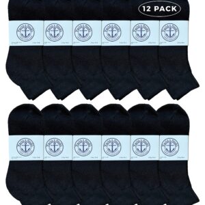 SOCKS'NBULK 12 Pairs Men's Ankle Socks, Athletic Sports Running Socks, Quarter Length (Black)