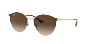 ray-ban rb3578 round sunglasses, brown on gold/brown gradient dark brown, 50 mm