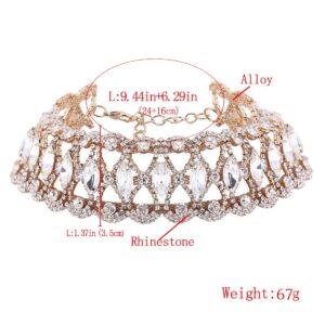 Sujarfla Women Luxury Rhinestone Wide Choker Necklace Vintage Choker Clavicle Chain Necklace For Women Girl Punk Collares Aesthetic Jewelry Gifts