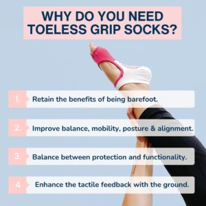 Tucketts Allegro Toeless Non-Slip Grip Socks - Anti Skid Yoga, Barre, Pilates, Home & Leisure, Pedicure - S/M - 1 pair Black Swan