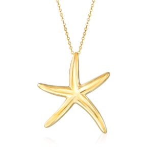 ross-simons italian 14kt yellow gold starfish pendant necklace. 18 inches