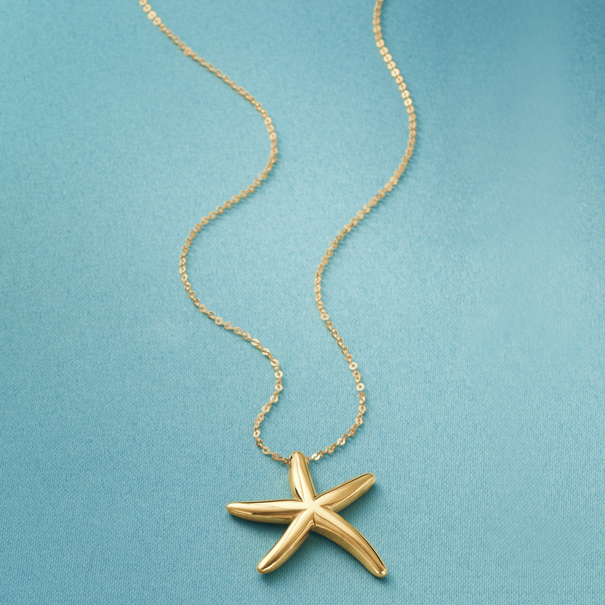 Ross-Simons Italian 14kt Yellow Gold Starfish Pendant Necklace. 18 inches