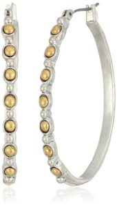 lucky brand two-tone 1-3/4" hoop earrings