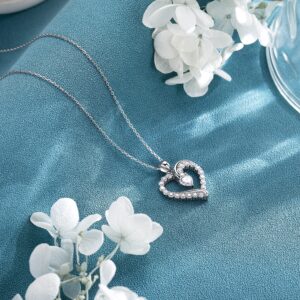 Billie Bijoux 925 Sterling Silver heart necklace You Are the Only One” Love Platinum Plated Diamond pendant 18" (B)