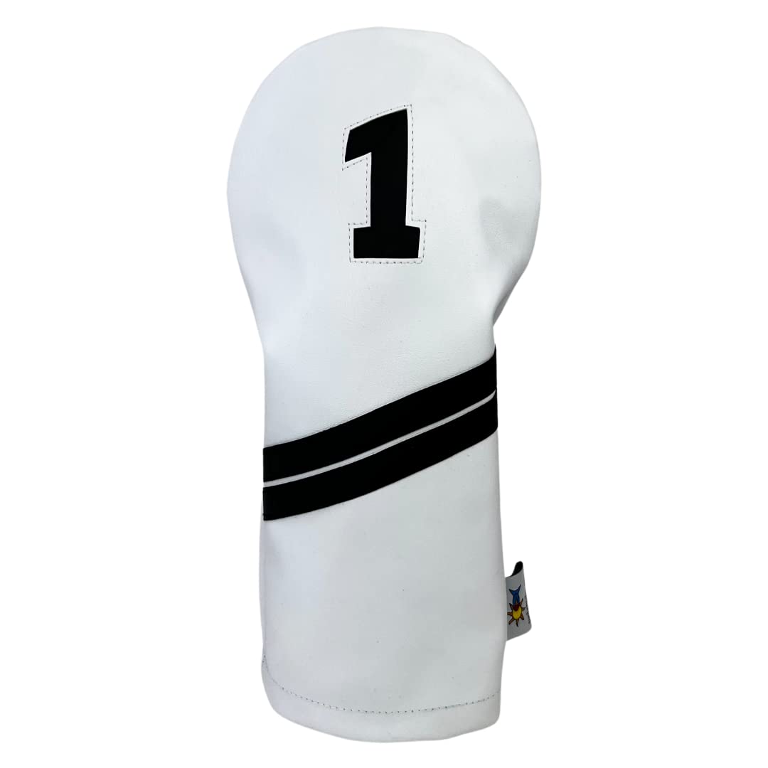 Sunfish Leather Driver Golf Headcover White and Black