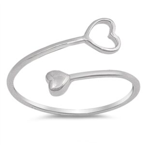 open adjustable heart promise ring new 925 sterling silver thumb band size 8