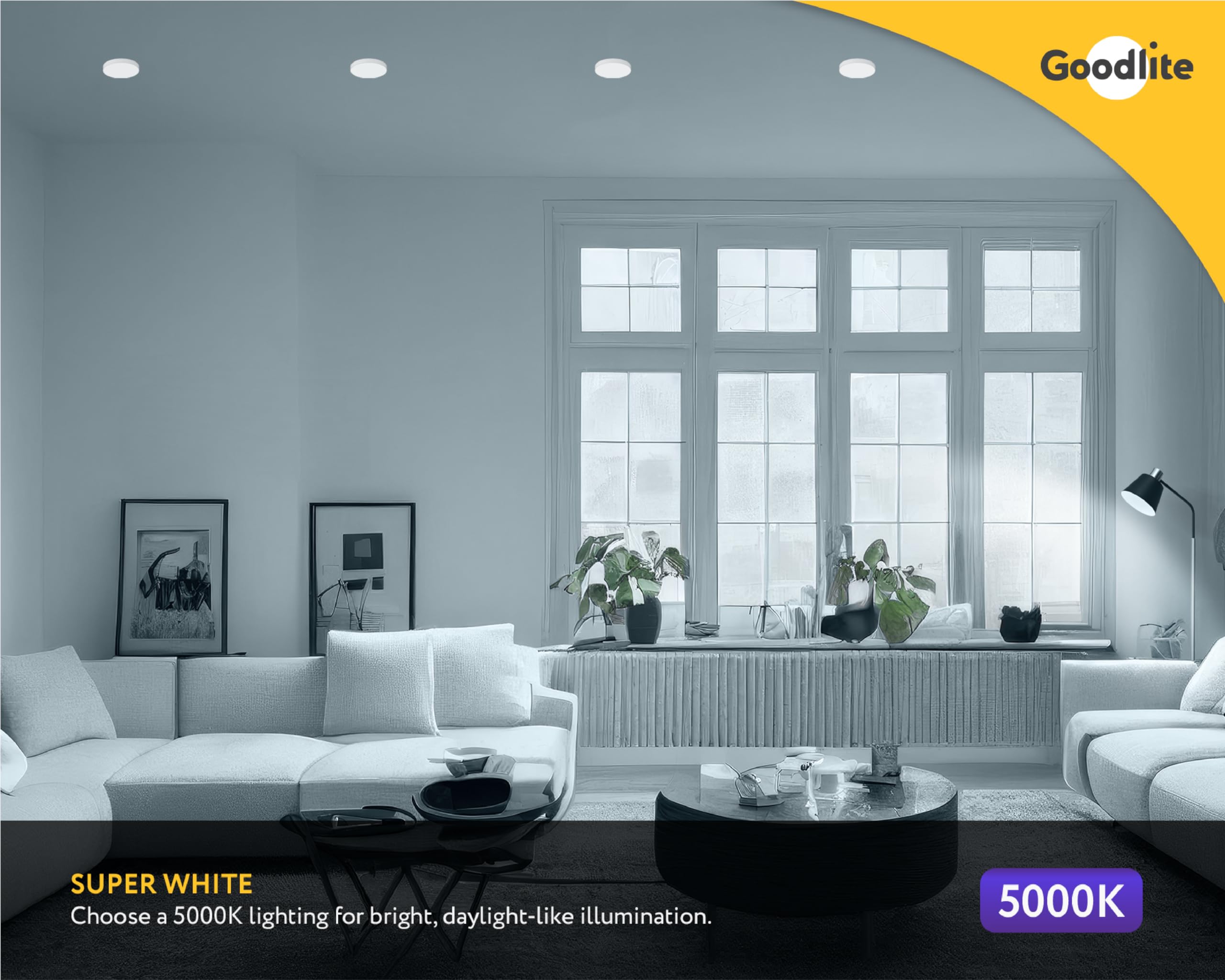 Goodlite G-19752 Edison LED 4.5 W Bulb E26 Base T10 Shape 60 W Equivalend 500 Lumens Filement Super White 5000k Dimmable