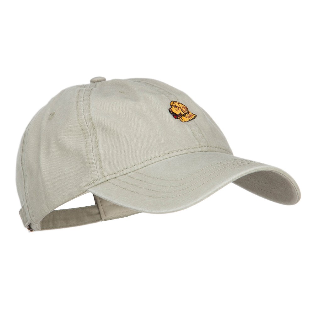 Golden Retriever Embroidered Washed Cap - Stone OSFM