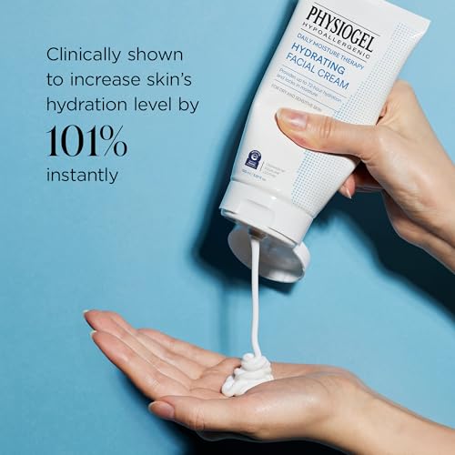 Physiogel Hydrating Facial Cream Moisturizer, Provides 72 hrs of Hydration for Normal to Dry Sensitive Skin, Fragrance Free, Strengthens Skin Barrier, Face Cream for Men & Women, Ceramide, Squalane