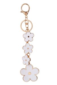 giftale women's flower bag charms white enameled keychain purse accessories,#526-1d