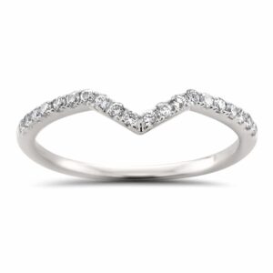 beyond brilliance 1/5 carat micro-pave-set round diamond v shape chevron stackable wedding band in 14k white gold (h-i, i2-i3)