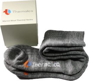 luxury thermal 80% true merino wool socks-over calf, for boots, hiking,ski &home light gray