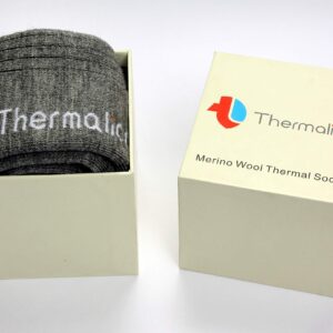 Luxury Thermal 80% True Merino Wool Socks-Over Calf, For Boots, Hiking,Ski &Home Light Gray