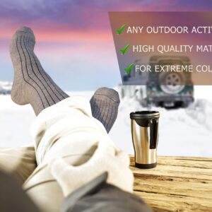 Luxury Thermal 80% True Merino Wool Socks-Over Calf, For Boots, Hiking,Ski &Home Light Gray