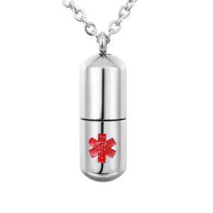 valyria stainless steel cylinder memorial jewelry capsule medicine pill pendant necklace