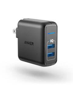 usb charger, anker elite dual port 24w wall charger, powerport 2 with poweriq and foldable plug, for iphone 11/xs/xs max/xr/x/8/7/6/plus, ipad pro/air 2/mini 3/mini 4, samsung s4/s5, and more