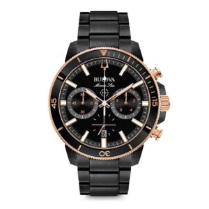 bulova marine star chronograph mens watch, stainless steel , black (model: 98b302)