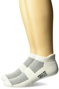 top flite men's sport tab low cut half cushion socks 2 pack, white, large