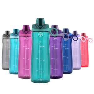 pogo bpa-free plastic water bottle with chug lid, 32 oz, quetzal teal