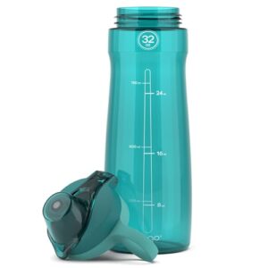 Pogo BPA-Free Plastic Water Bottle with Chug Lid, 32 Oz, Quetzal Teal