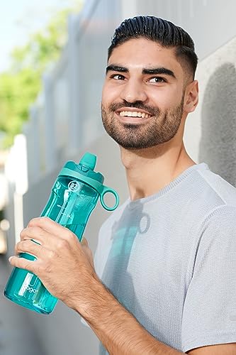 Pogo BPA-Free Plastic Water Bottle with Chug Lid, 32 Oz, Quetzal Teal