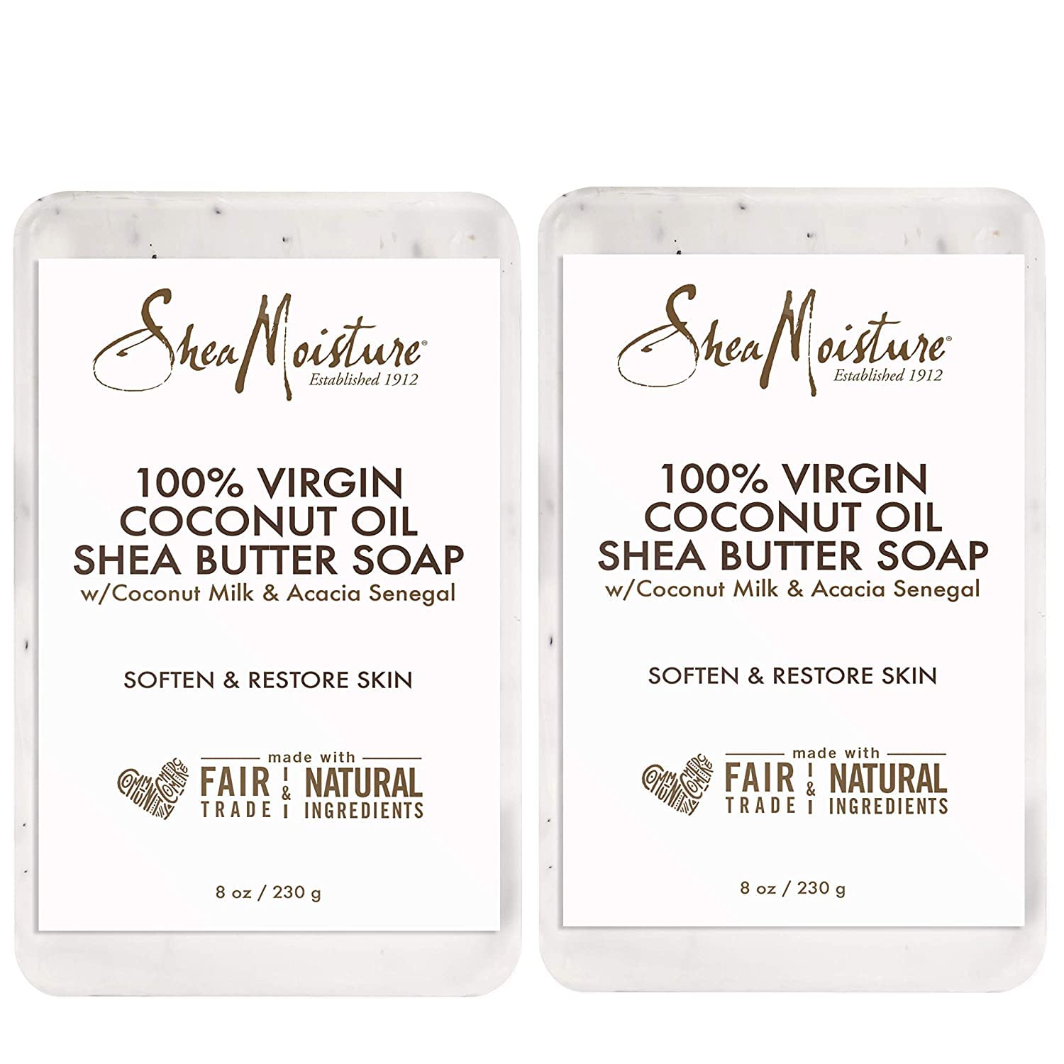 Shea Moisture 100% Virgin Coconut Oil Shea Butter Soap, 8 Ounce (Pack of 2)