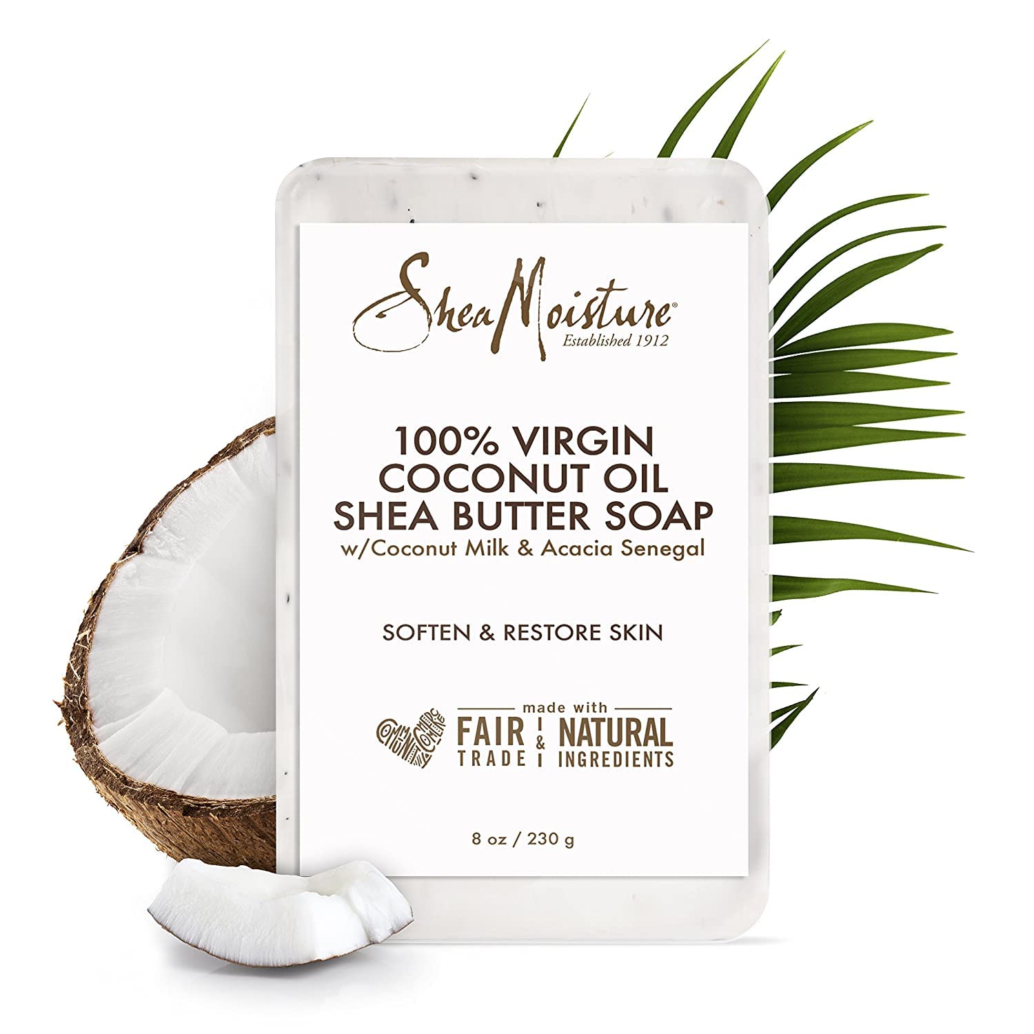 Shea Moisture 100% Virgin Coconut Oil Shea Butter Soap, 8 Ounce (Pack of 2)