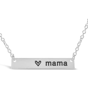 Rosa Vila Love Mama Bar Necklace, Simple Horizontal Bar Necklace, Bar Necklaces for Women and Girls, Mothers Day Jewelry, Mom Necklace,Gift for New Mothers (Silver Tone)