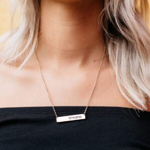 Rosa Vila Love Mama Bar Necklace, Simple Horizontal Bar Necklace, Bar Necklaces for Women and Girls, Mothers Day Jewelry, Mom Necklace,Gift for New Mothers (Silver Tone)