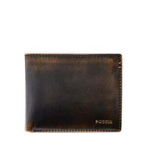 fossil men's wade leather bifold with flip id wallet, black, (model: ml3882001)