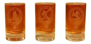 collins glencairn clan crest crystal dram tot glass - watson wilson young